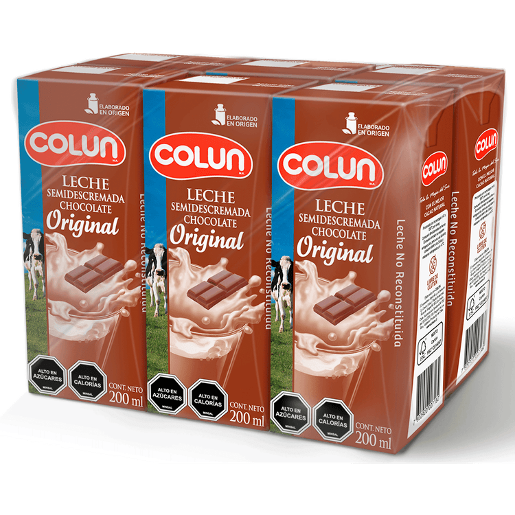 Pack leche Colun original chocolate 200 cc 6 unid | Jumbo.cl