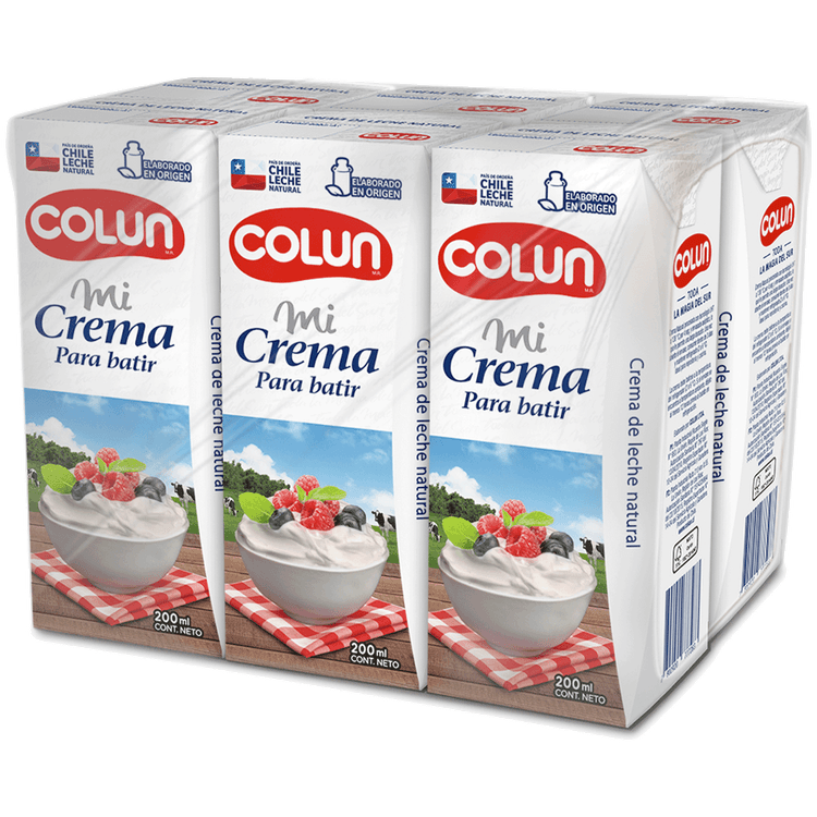 Pack crema Colun pote 6 unid. 200 ml c/u